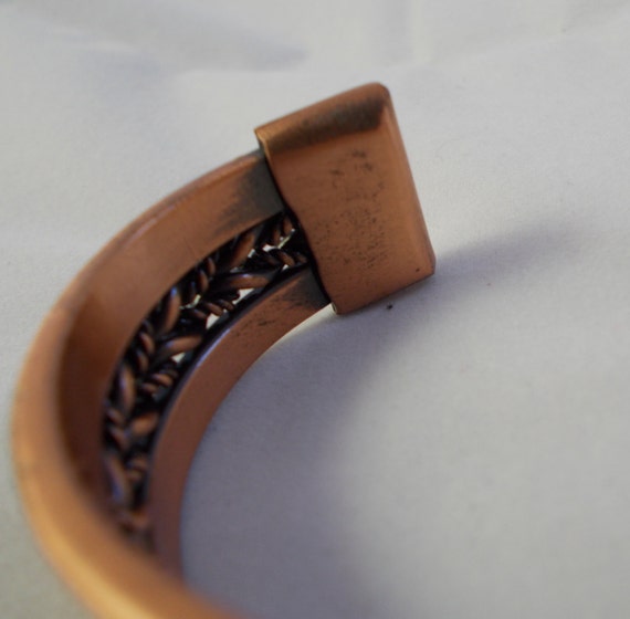 Vintage 1950's Solid Copper Twisted Braided Cuff Brac… - Gem