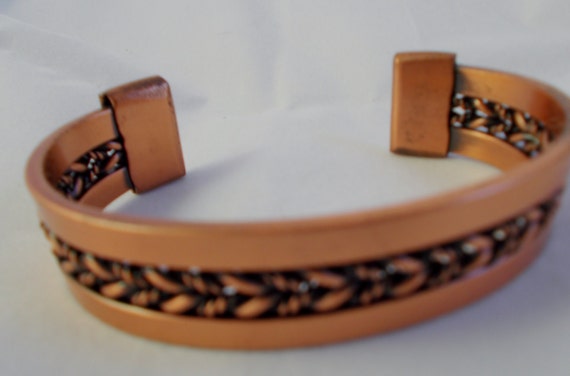 Vintage 1950's Solid Copper Twisted Braided Cuff Brac… - Gem
