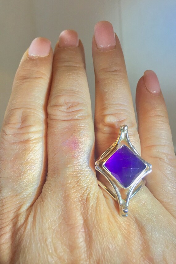 Amethyst and Sterling Silver Mine Find Ring Hand Made - Gem