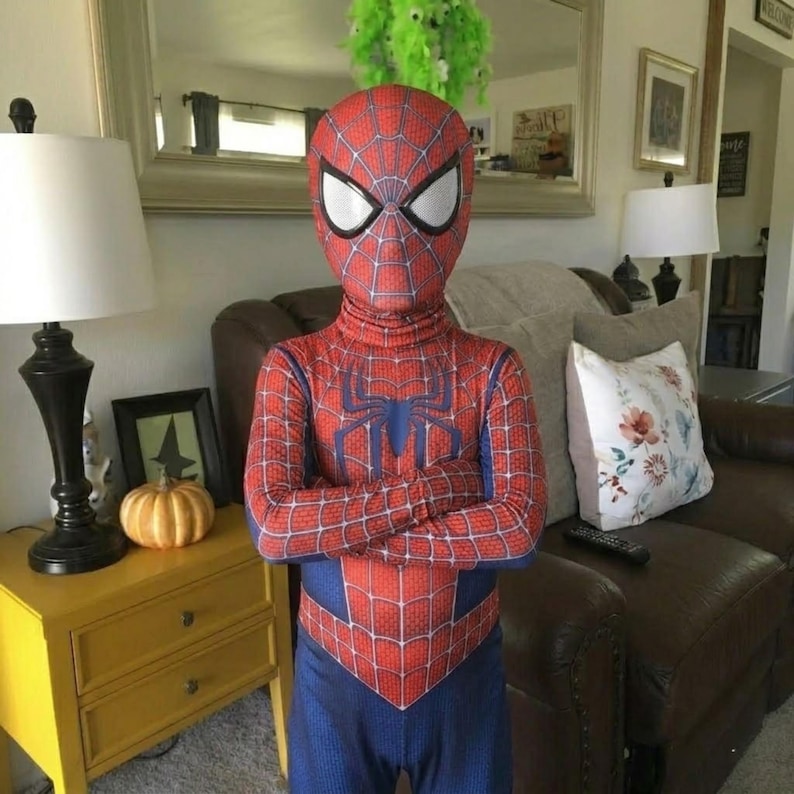 Spider Hero Costume Kids Bodysuit Gift Web Print Boys Girls Stretchy ...