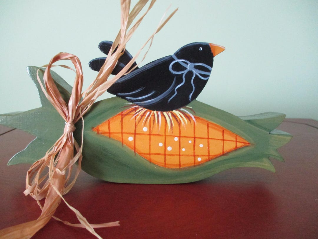 Crow on Corn, Crow Shelf Sitter, Fall Decor, Tiered Tray, Shelf Sitter ...