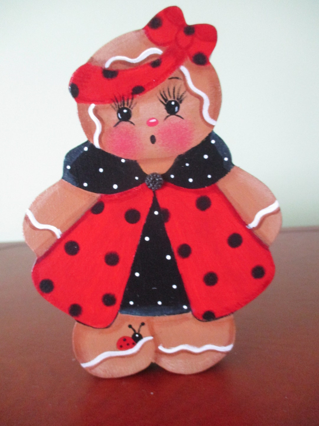 Ladybug, Gingerbread Shelf Sitter, Summer Decor, Bugs, Tole Painted ...