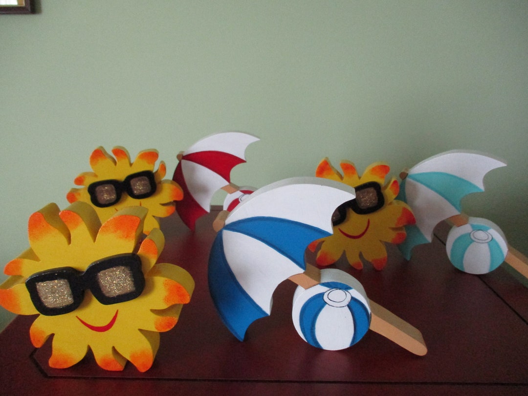 Sun, Umbrella, Shelf Sitter, Summer Decor, Tiered Tray, Tole Painted ...