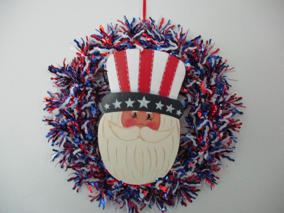 Uncle Sam Wreath, 4th of July, Americana, Wall Hanging, Door Hanging ...