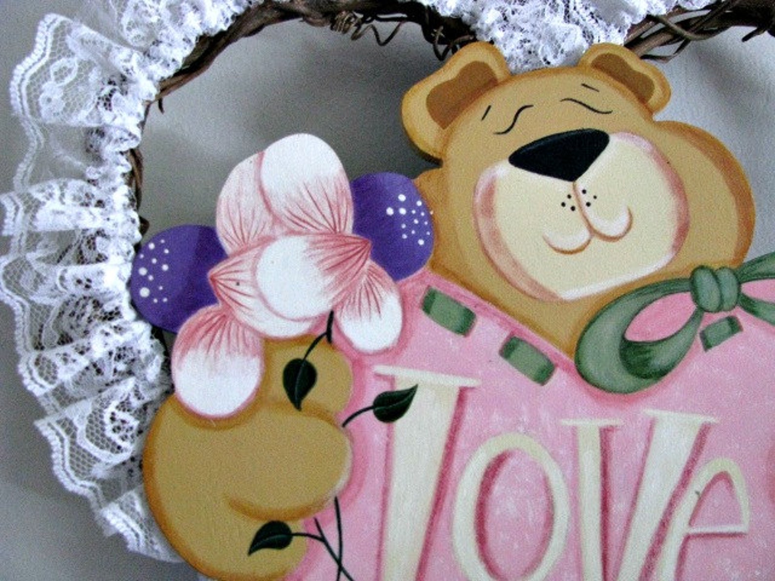 Valentine's Day Wreath Love Bear Door Decor Wall | Etsy