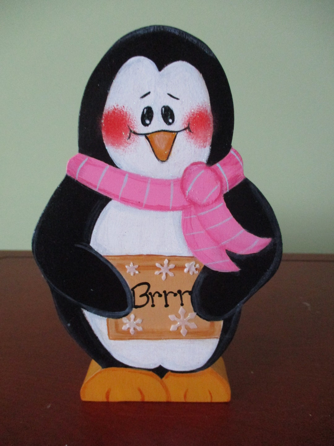 Penguin Shelf Sitter, Winter Decor, Tole Painted, Tiered Tray, Shelf ...
