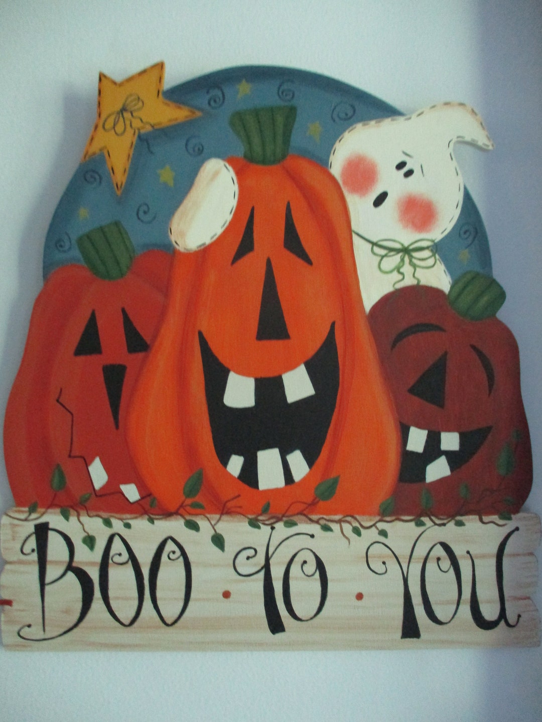 Halloween Door Hanger, Halloween Wall Hanging, Tole Painted Halloween ...