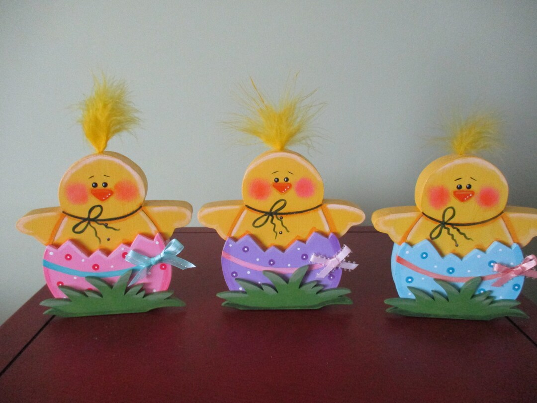 Chick in Egg, Spring Decor, Easter Decor, Shelf Sitter, Tiered Tray ...