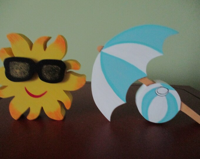 Sun and Umbrella, Summer Decor, Beach Decor, Shelf Sitters, Tiered Tray ...