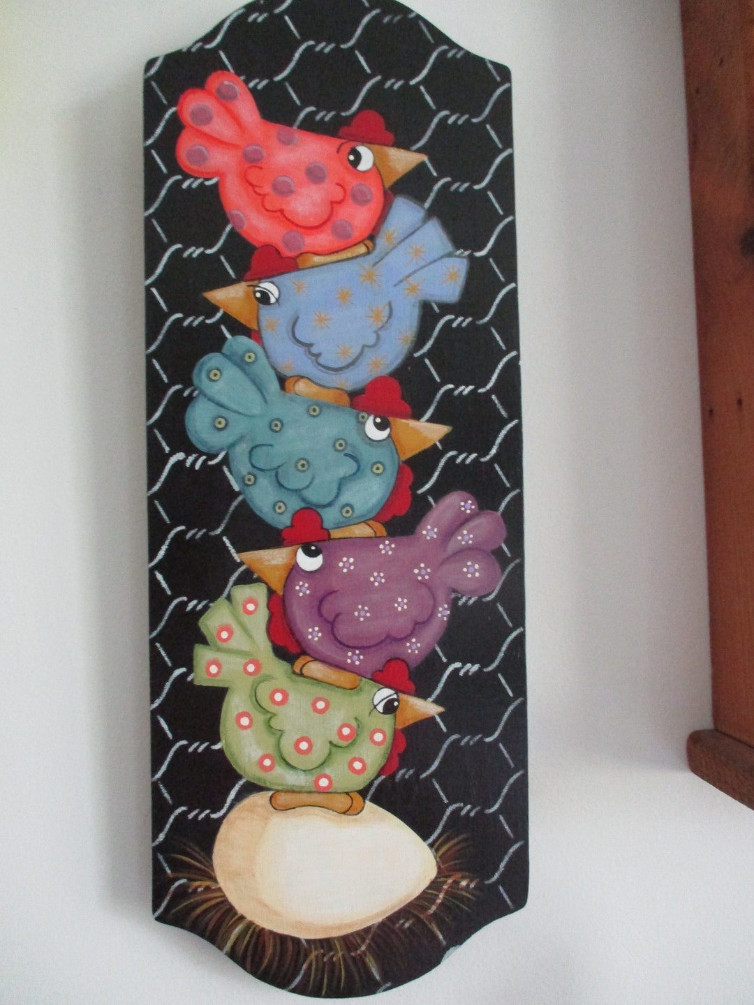 Chicken Totem, Chickens, Chicken Wall Hanging, Tole Painted, Wall ...
