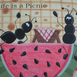 Ants Having a Picnic, Wall Hanging, Summer Decor, Tole Painted, Ants ...