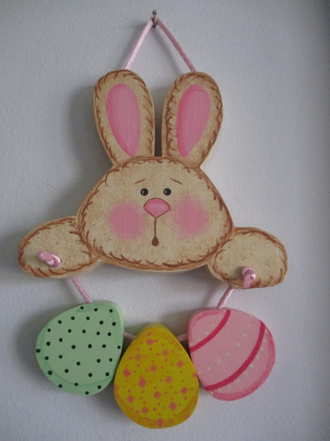 Bunny Wall Hanging, Bunny With Eggs, Easter Decor, Spring Decor, Wall ...