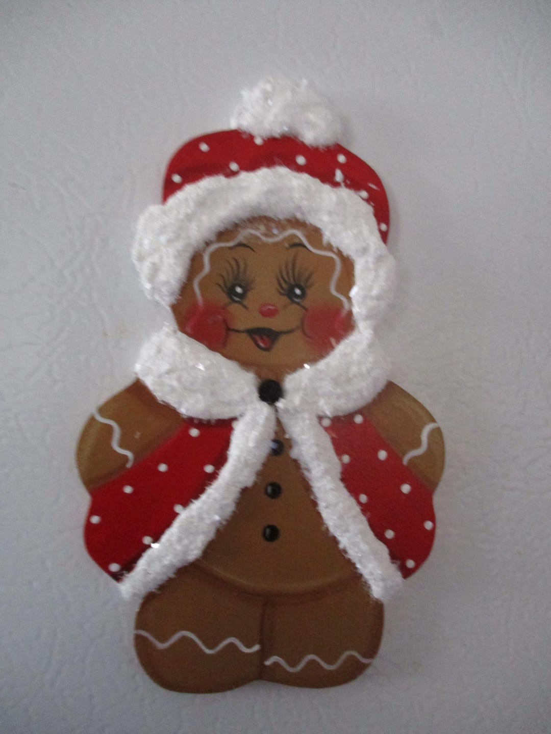 Gingerbread Santa, Christmas Magnet, Christmas Ornament, Tole Painted ...