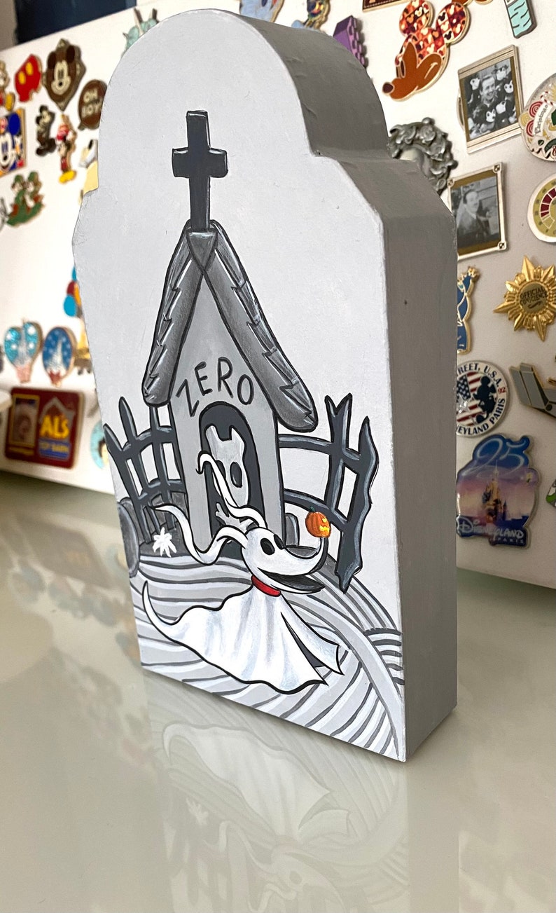 Zero Nightmare Before Christmas Headstone Painted Decoration Halloween ...