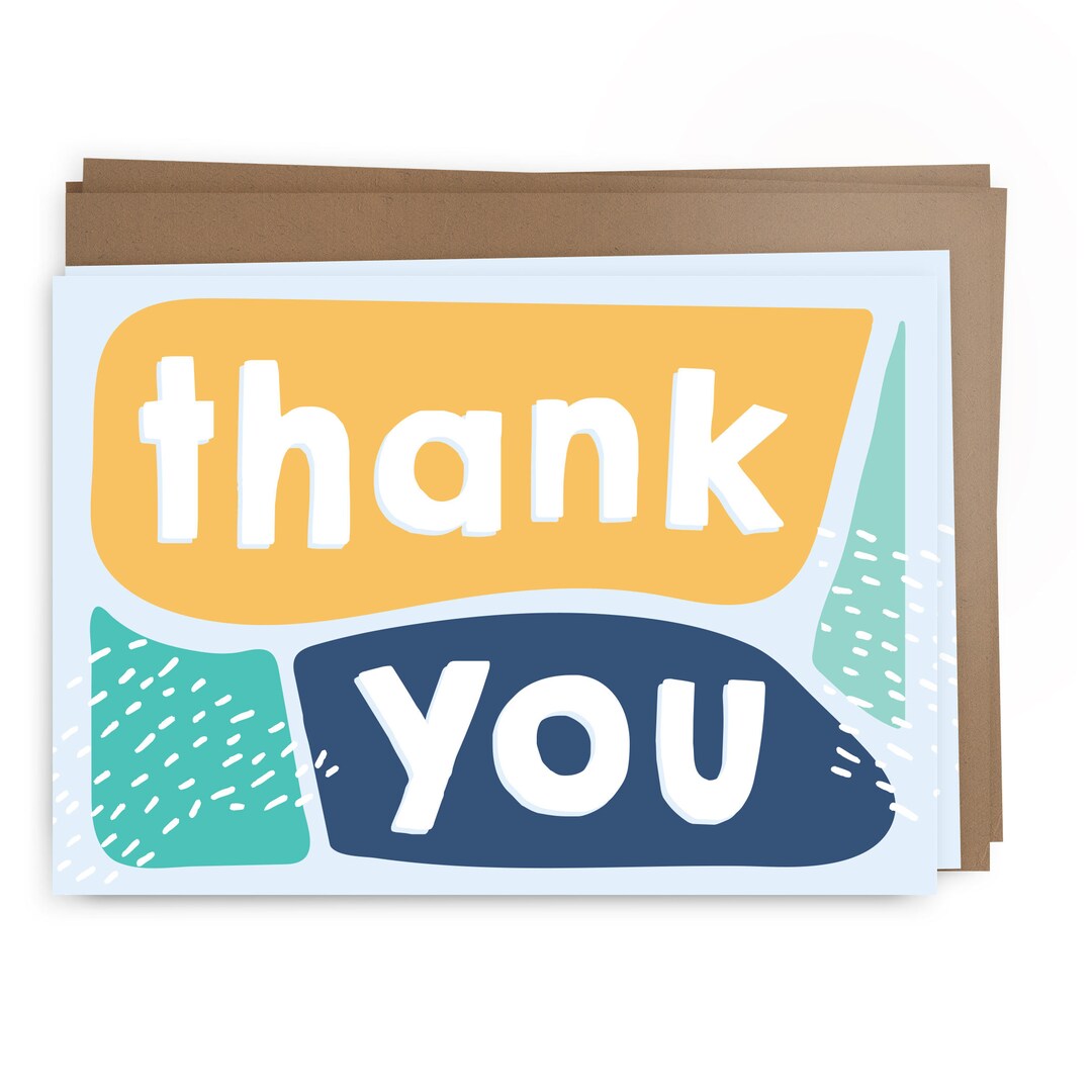 10 Card Pack - Thank You - Card Set - Block Print Theme - Etsy