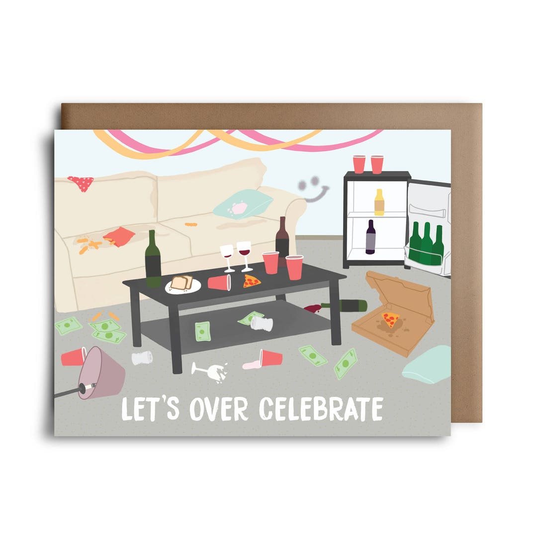 Let's Over Celebrate Greeting Card - Happy Birthday Card - Etsy