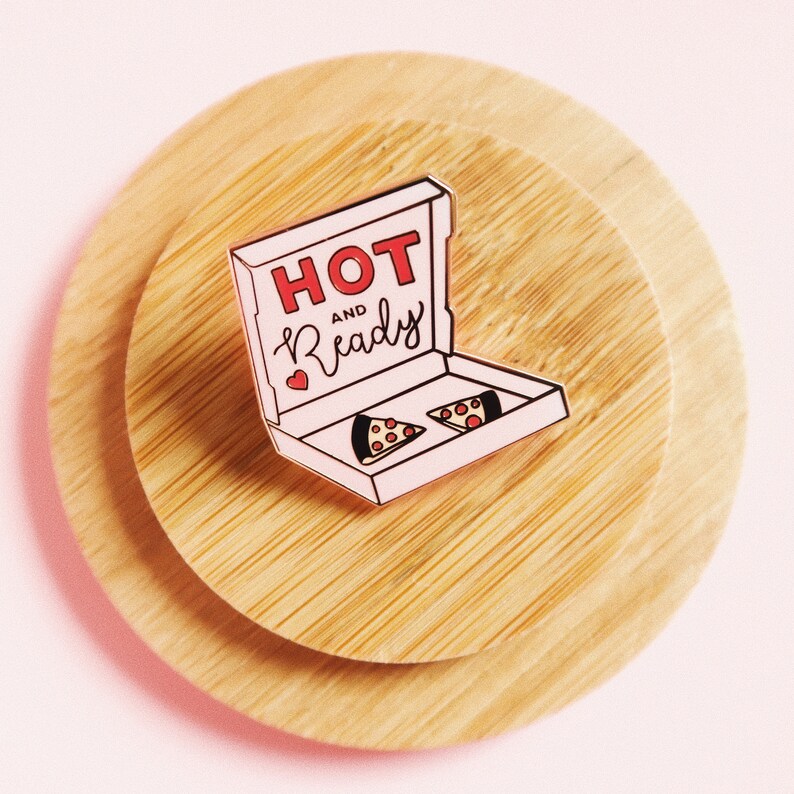 Hot and Ready Enamel Pin Pizza Box Pin - Etsy