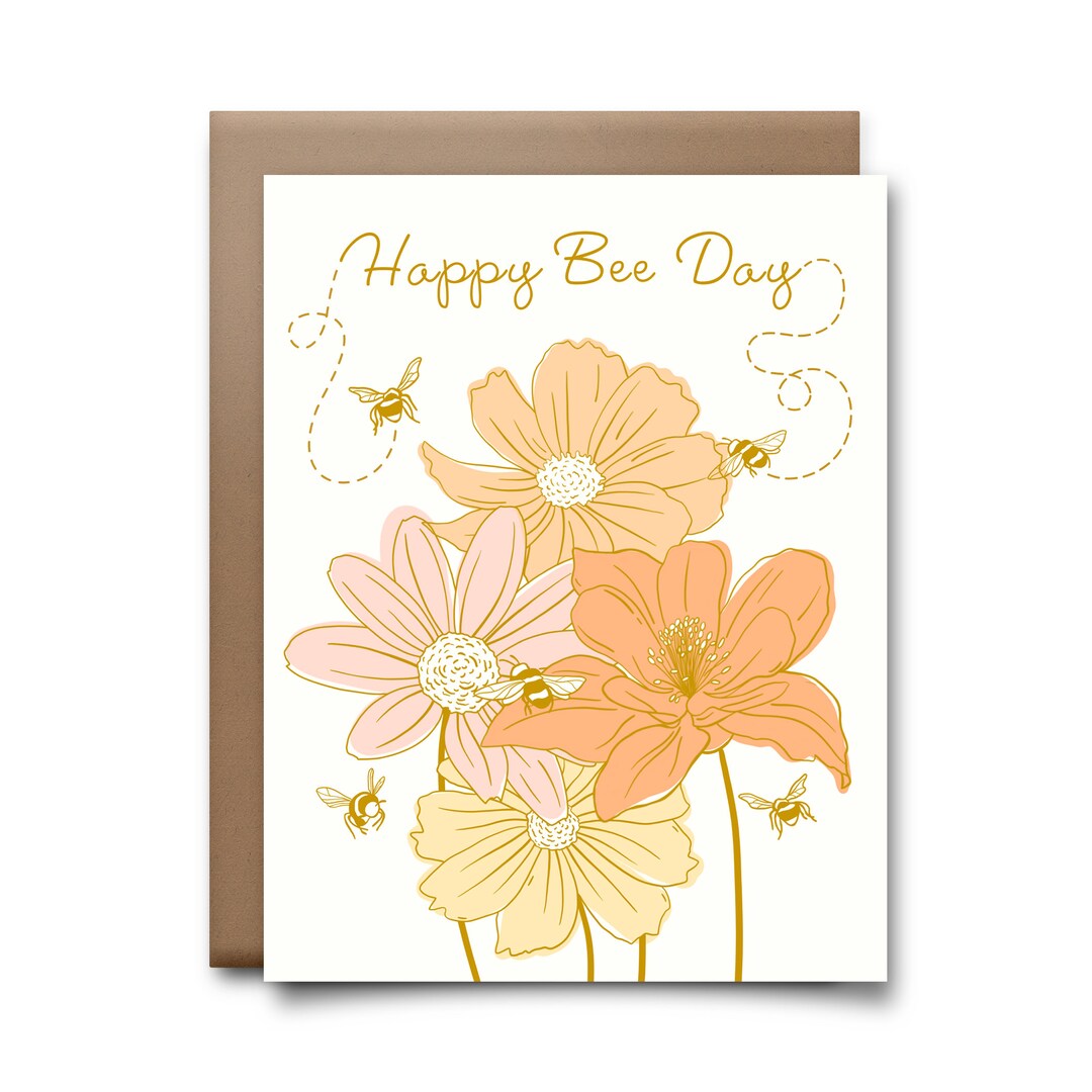 Happy Bee Day Greeting Card - Happy Birthday Card - Etsy
