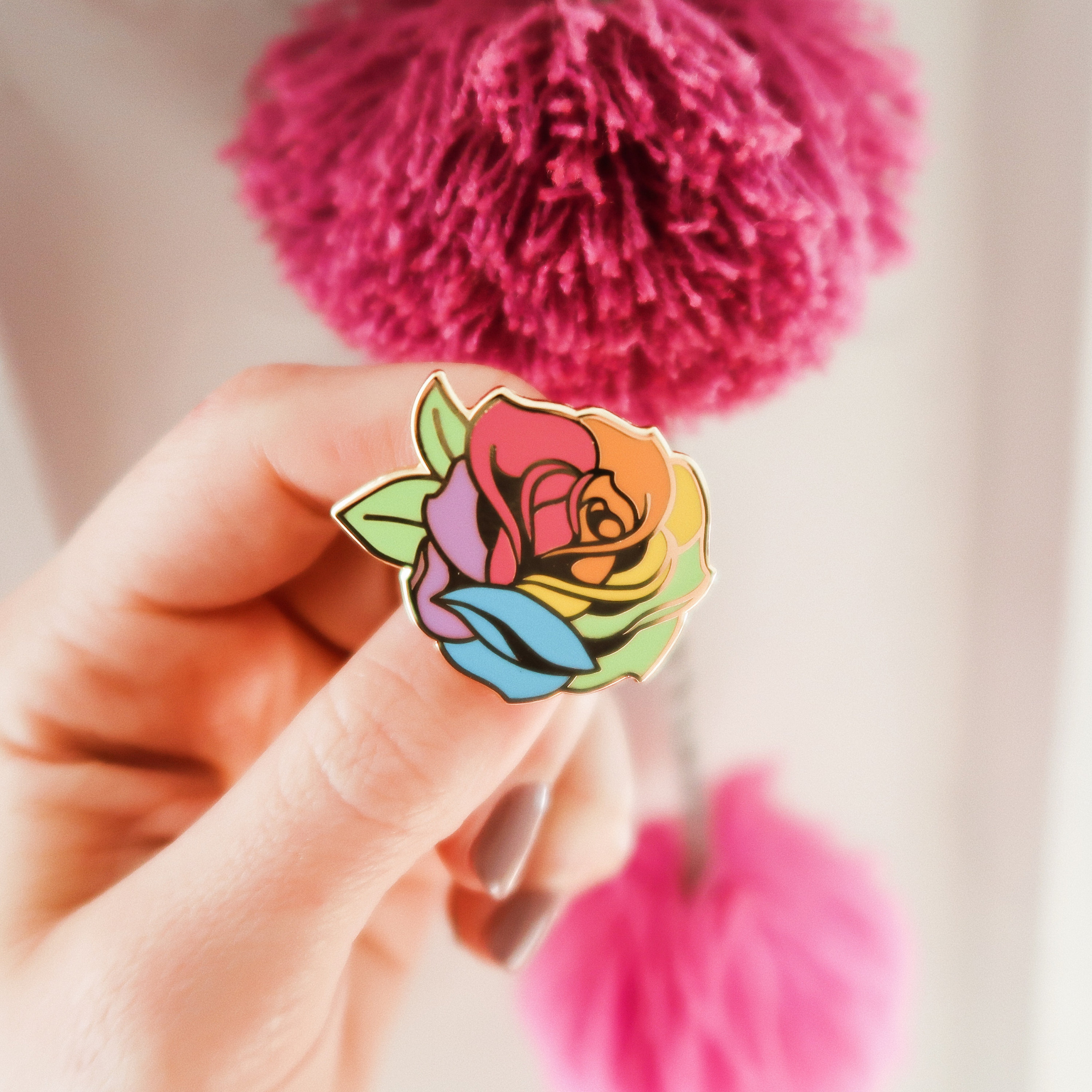 Pride Rose Enamel Pin | Etsy