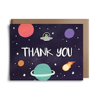 Editable Space Birthday Thank You Card Out of This World Pink Gold ...