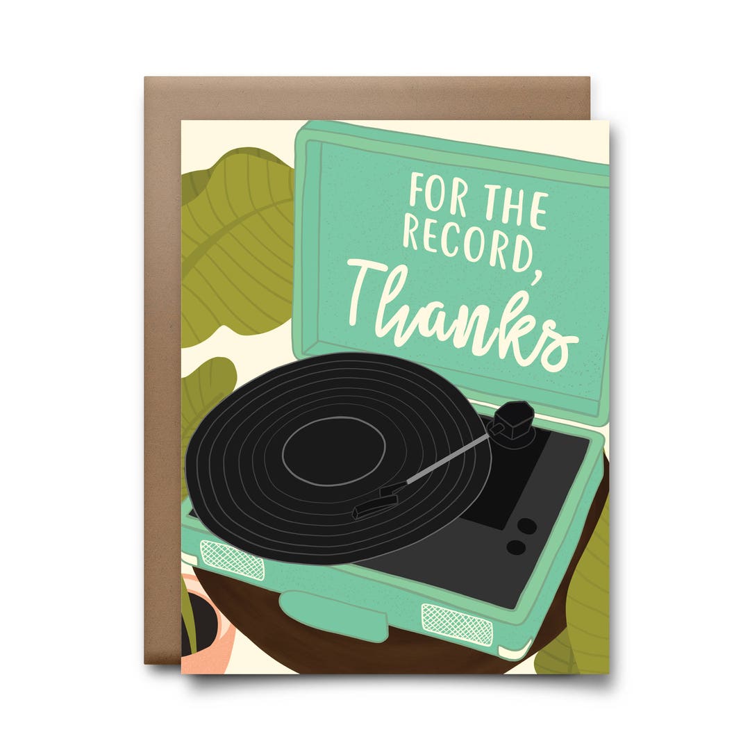 For the Record, Thanks Greeting Card - Thank You Card - Etsy