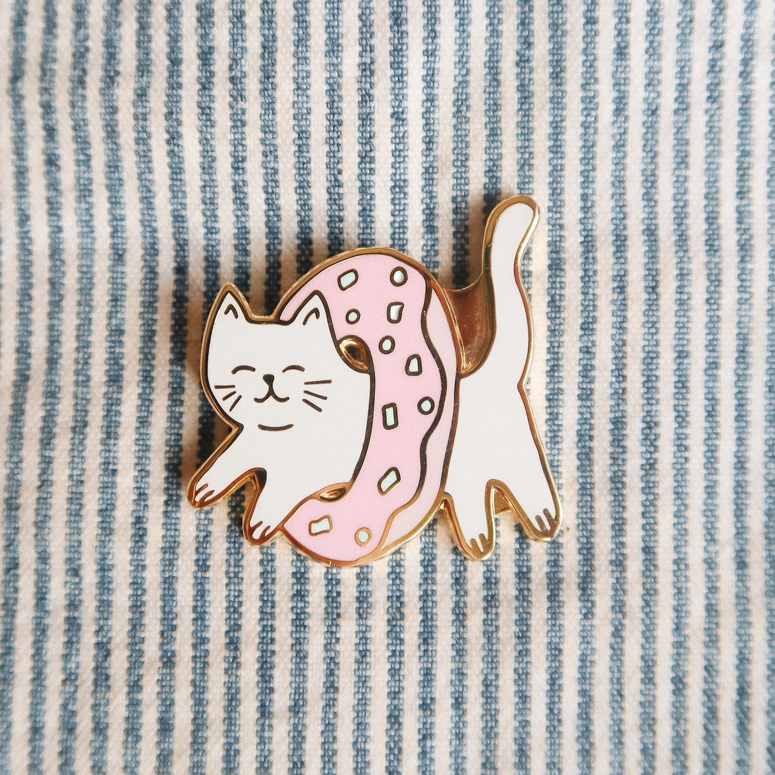 Cat Enamel Pin Cat With Donut Jacket Pin Cat Lover | Etsy