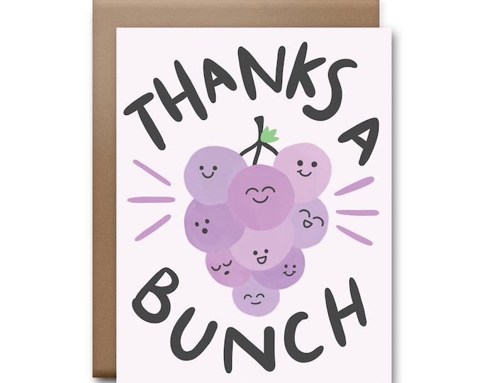Thank You Card Fun Thank You Card Cute Thank You Card Thanks A Bunch ...
