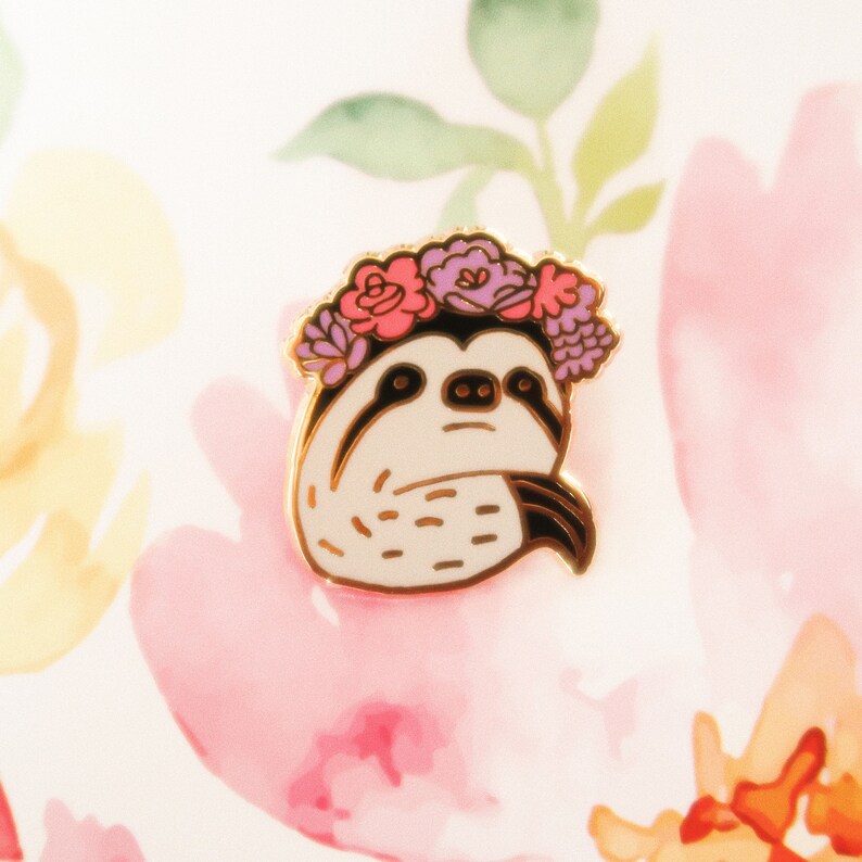 Linda Enamel Pin Sloth Pin - Etsy
