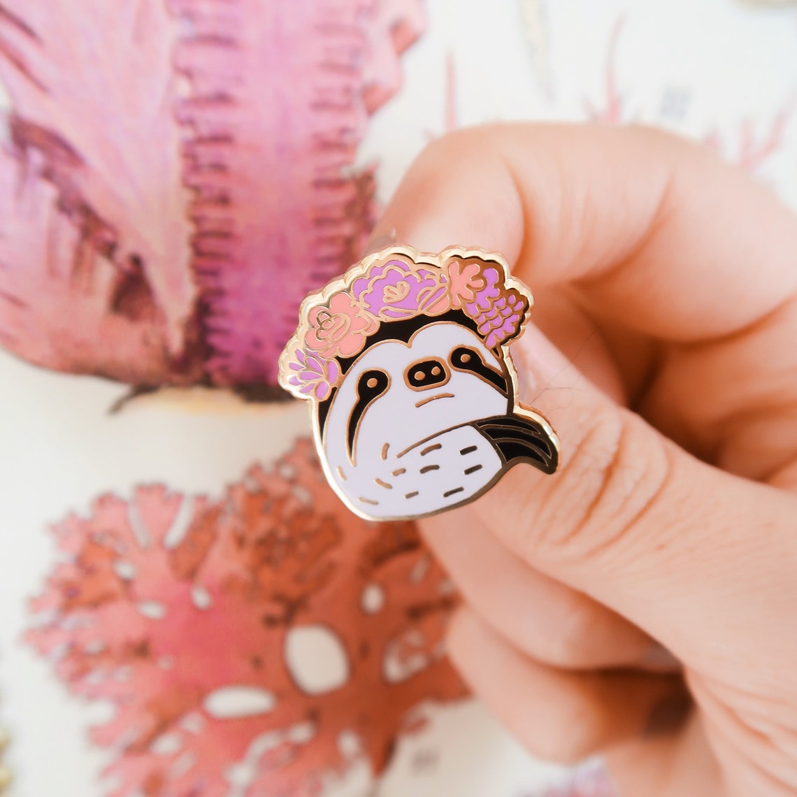 Linda Enamel Pin Sloth Pin - Etsy