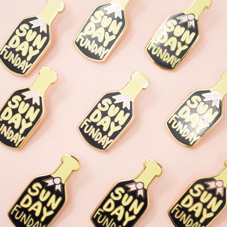 Sunday Funday Champagne Enamel Pin - Etsy
