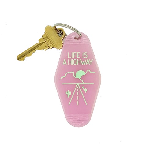 Life is A Highway Key Tag Transparent Pink Keychain - Etsy
