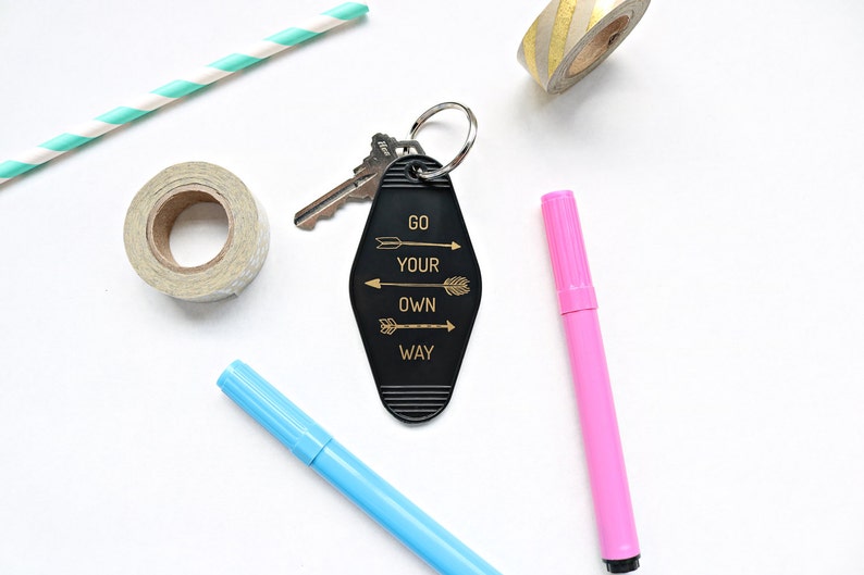Go Your Own Way Key Tag - Black & Gold Keychain - Etsy