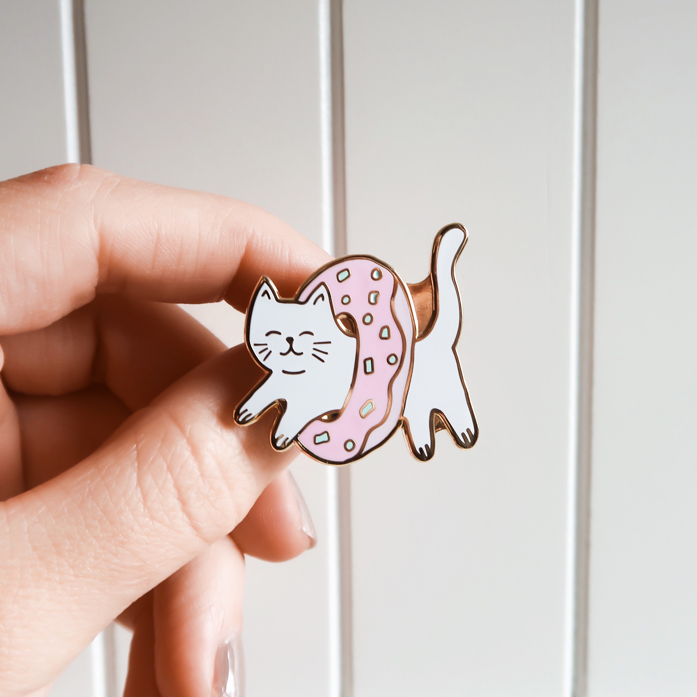 Cat Enamel Pin Cat With Donut Jacket Pin Cat Lover - Etsy