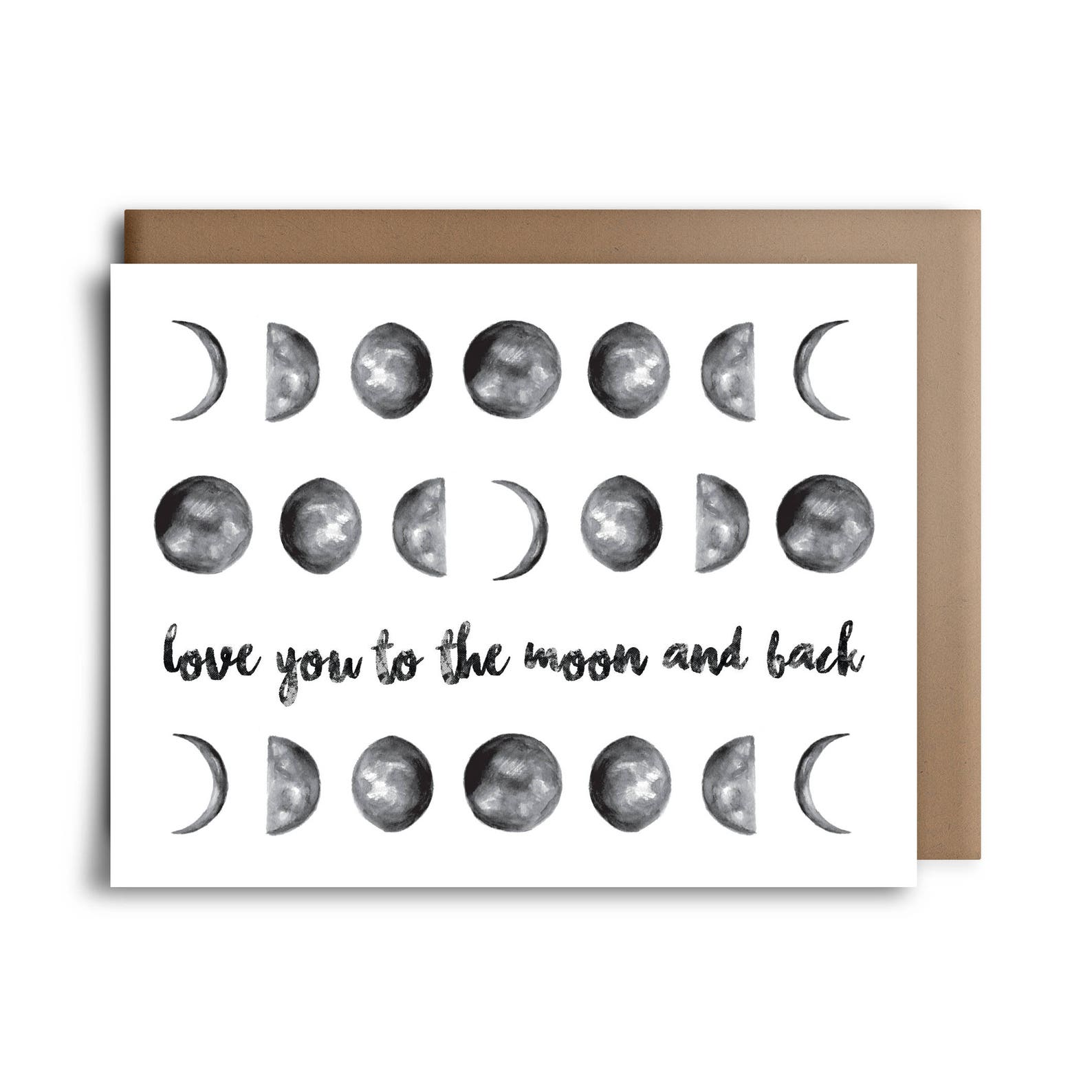 Love You to the Moon and Back Card Moon Eclipse Greeting - Etsy