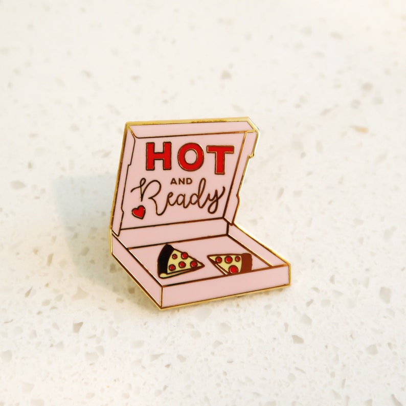 Hot and Ready Enamel Pin Pizza Box Pin - Etsy