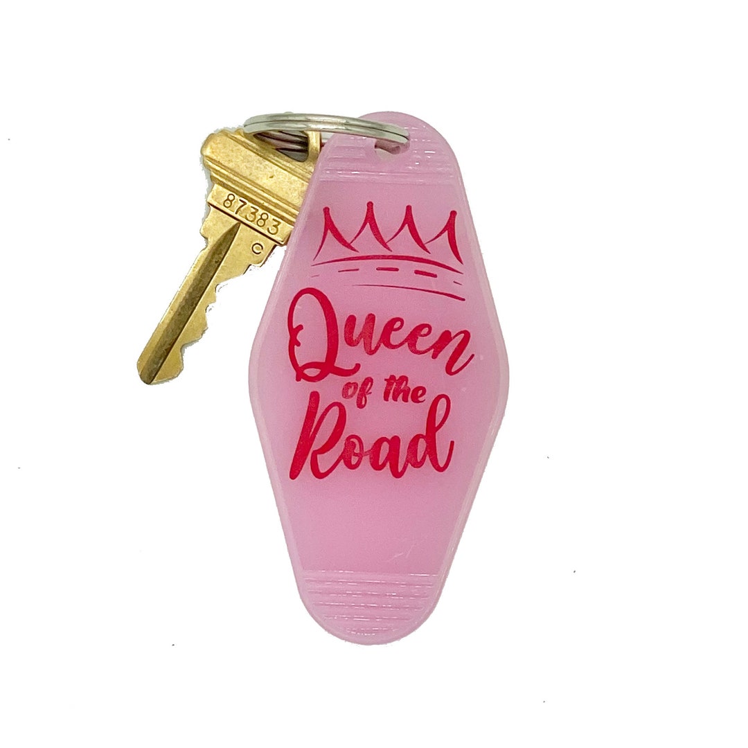 Queen of the Road Key Tag - Pink Keychain - Etsy