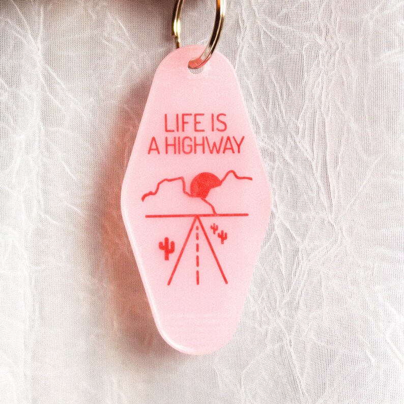 Life is A Highway Key Tag Transparent Pink Keychain - Etsy UK