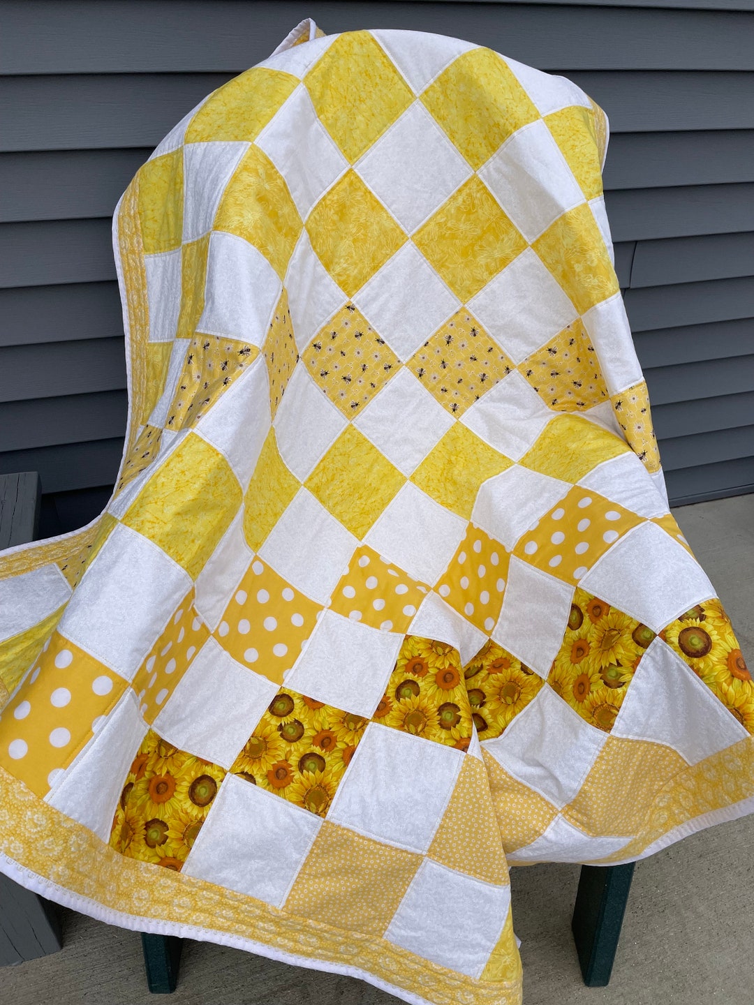 Bright Sunny Quilt - Baby Quilt - Crib Quilt - Lap Quilt - Yellow Quilt ...