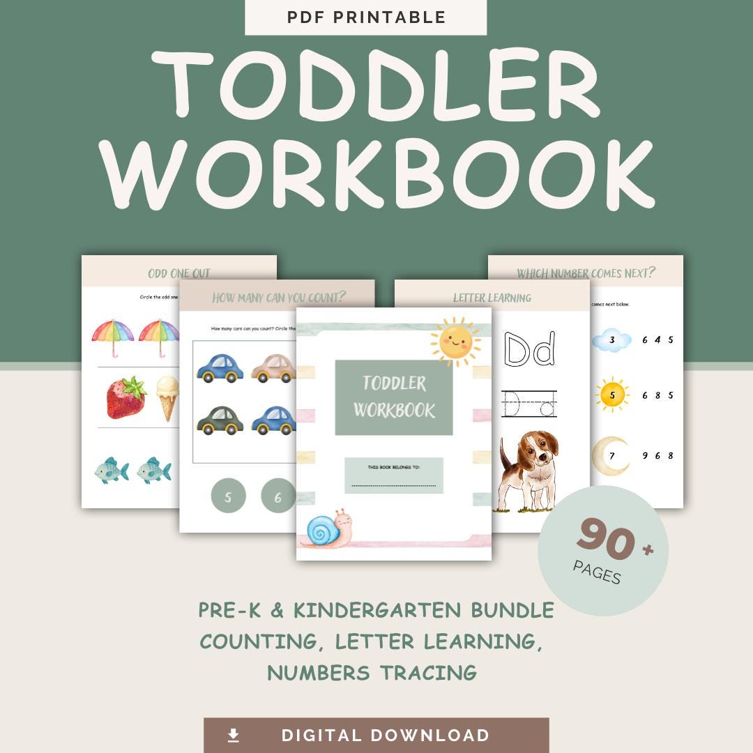 Toddler Workbook Printable PDF | Preschool Learning Binder for Ages 2-4 ...