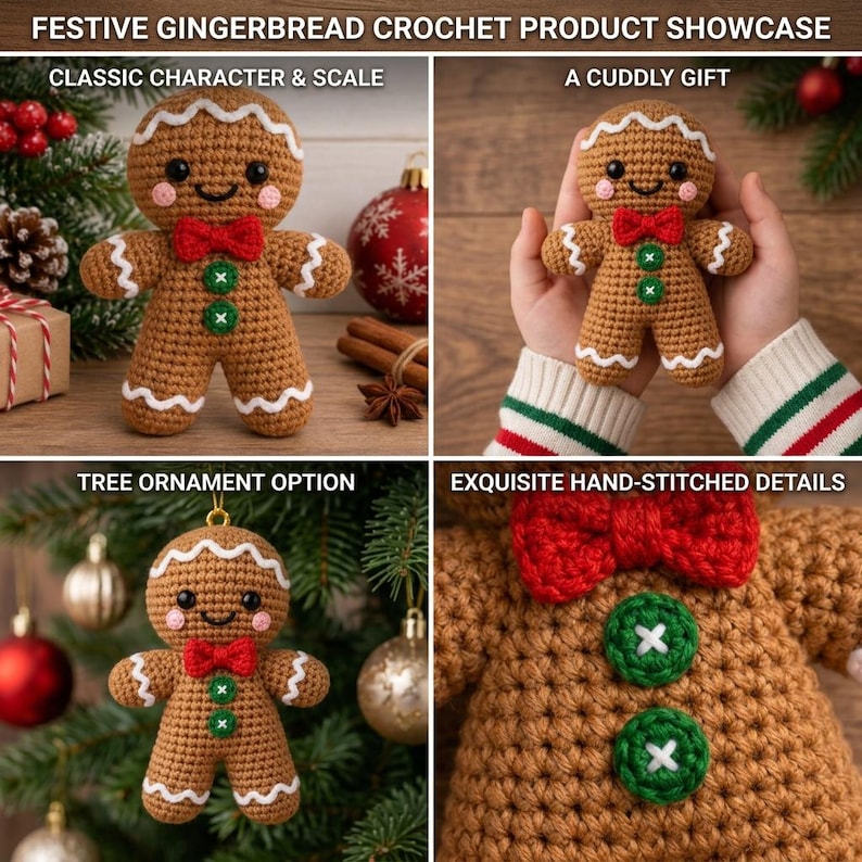 Crochet Gingerbread Man Pattern | Easy Christmas Amigurumi Doll ...