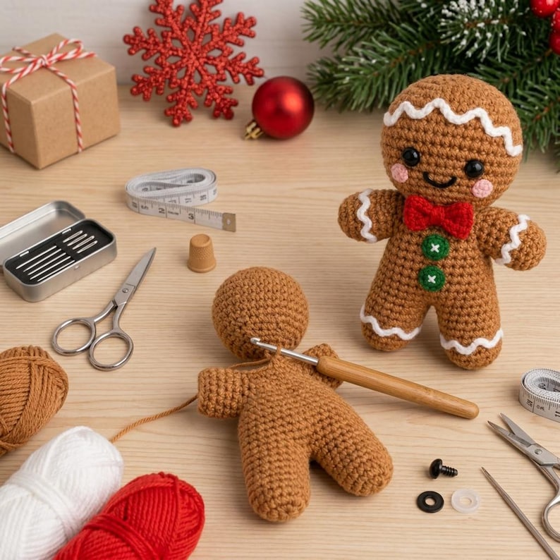 Crochet Gingerbread Man Pattern | Easy Christmas Amigurumi Doll ...