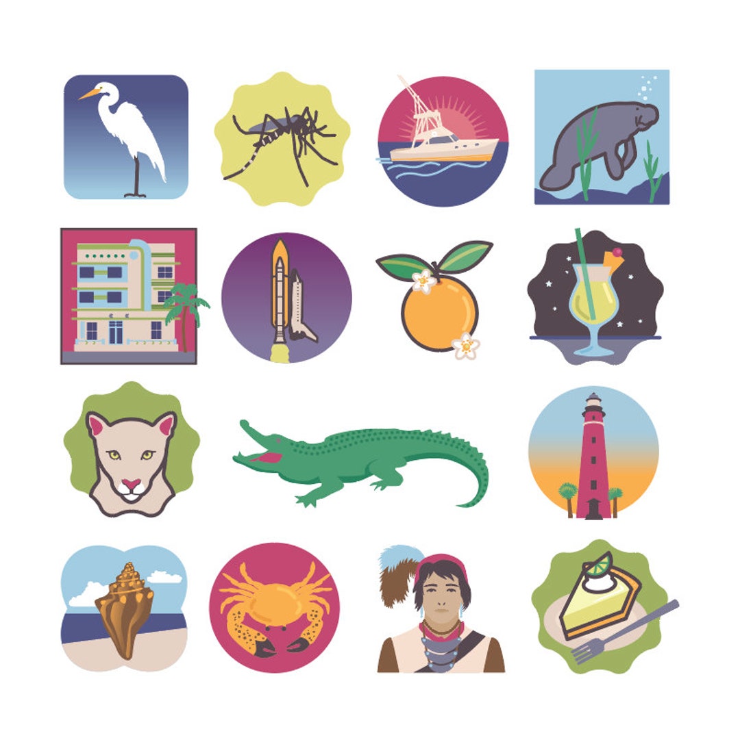 Florida Digital Clipart, Manatee Florida Panther, Stone Crab, Alligator ...