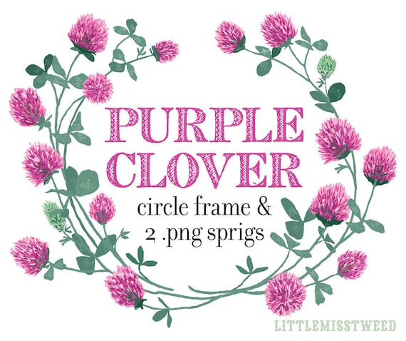 Red Clover Clip Art Purple Clover Wedding Clip Art .png File - Etsy