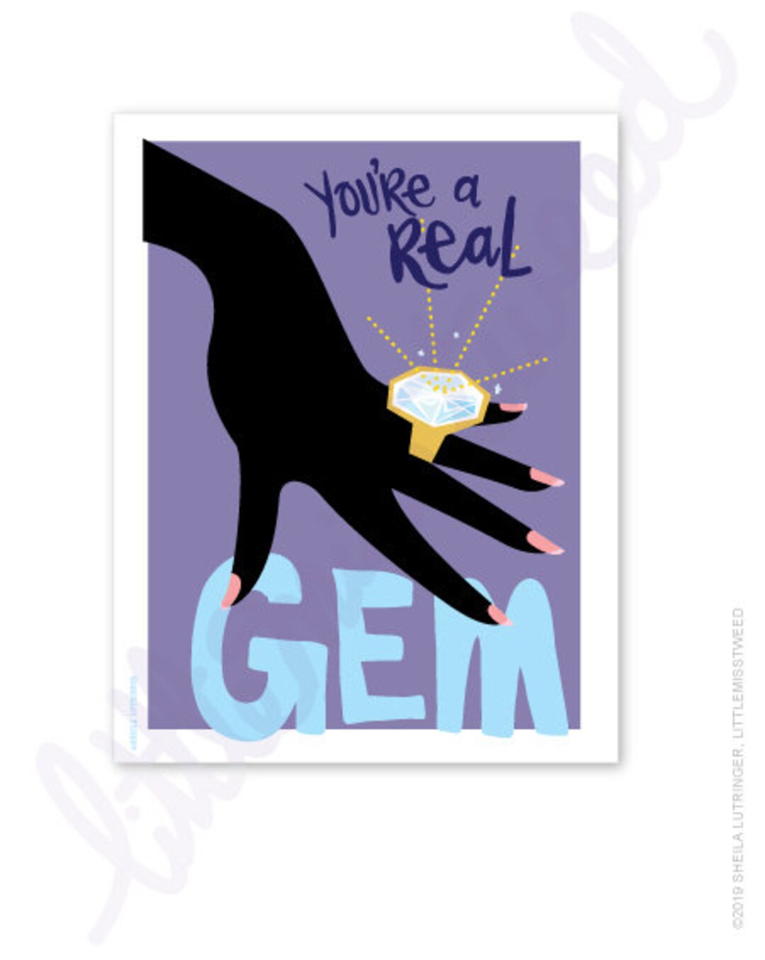 You're a Gem Thank You Card Diamond Greeting Card Appreciation Card ...