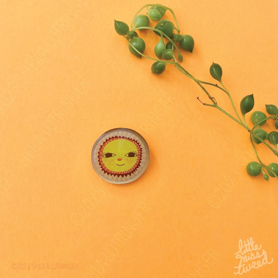 Sunshine Brass Pin, Sun Face, Positivity Enamel Pin Happiness Pin, Sun ...