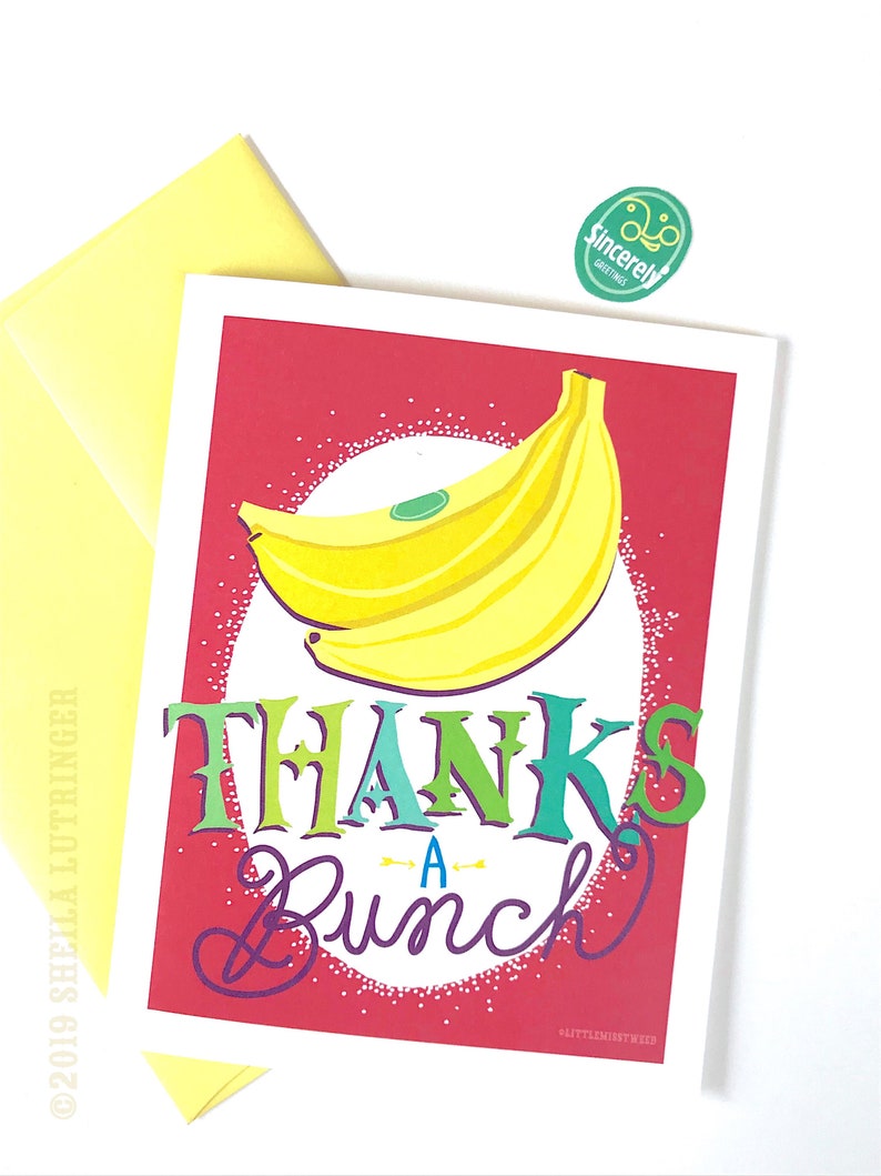 Thanks a Bunch : Bananas PREMIUM CARD STOCK Thank You Card Greeting ...