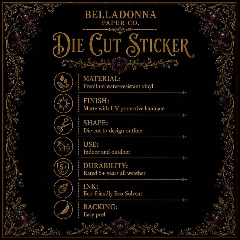 Gothic Snake Rose Sticker | Victorian Teacup Vinyl Die-cut Decal | Dark ...