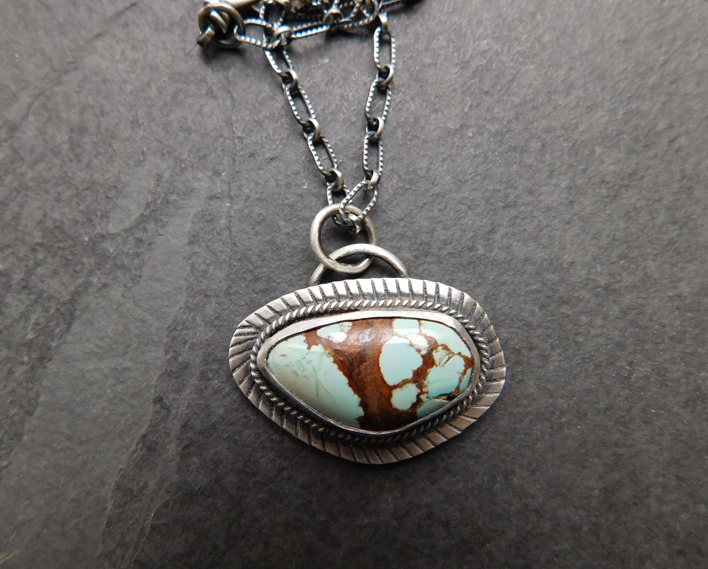 Number 8 Natural Turquoise Sterling Silver Stamped Pendant Necklace - Etsy