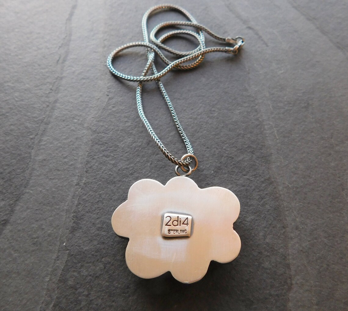 Fossil Clam Shell Scalloped Edge Oxidized Sterling Silver Pendant ...