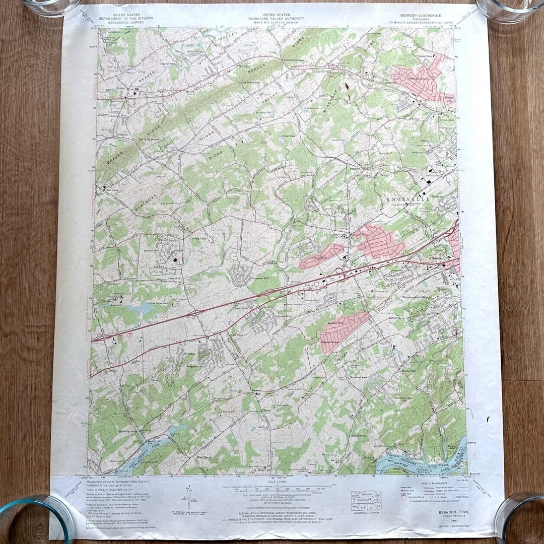 Vintage 1966 TVA Authority Map of Bearden Quadrangle - Etsy